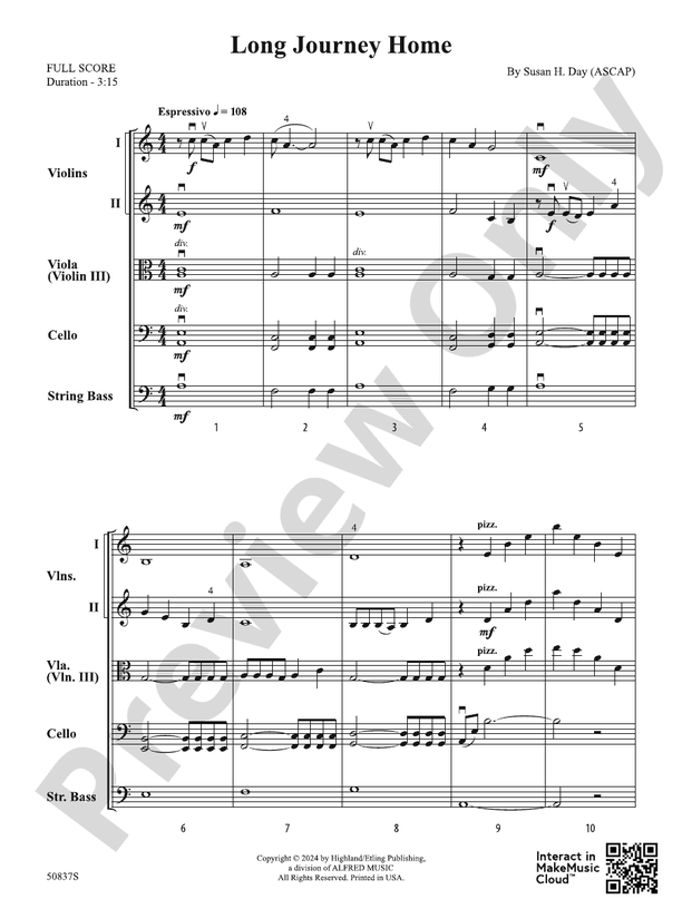 Long Journey Home: Flexible String Ensemble Score & Parts: Susan H. Day ...