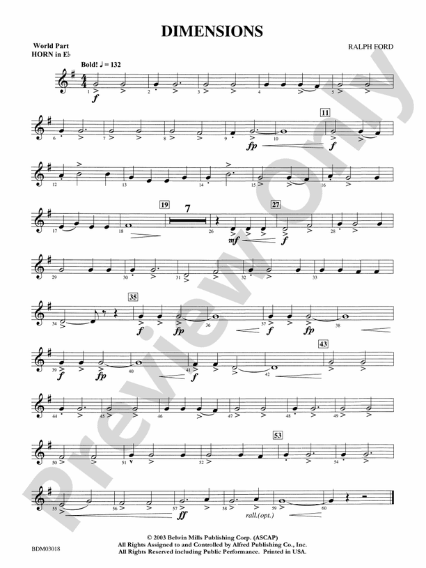 Dimensions: WP 1st Horn in E-flat: WP 1st Horn in E-flat Part - Digital ...