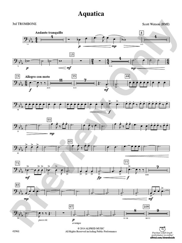 Aquatica: 3rd Trombone: 3rd Trombone Part - Digital Sheet Music Download