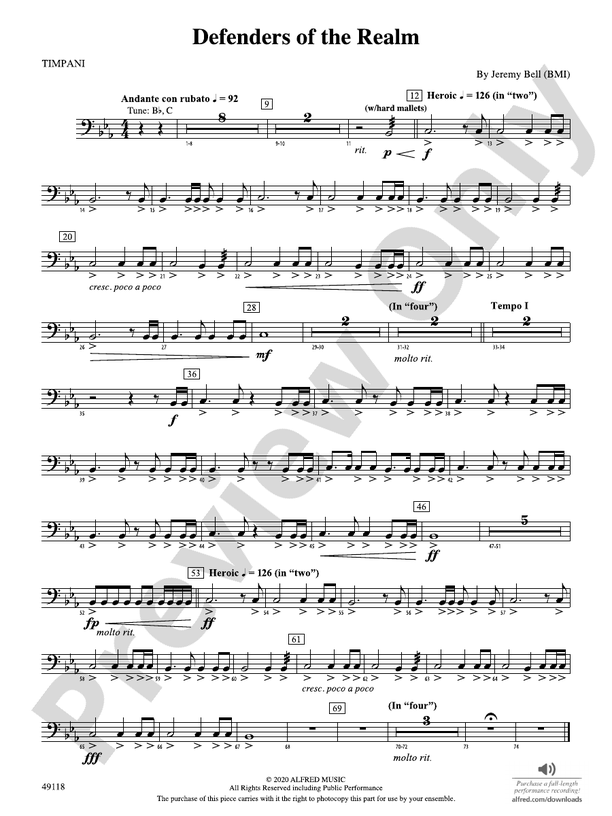 Defenders of the Realm: Timpani: Timpani Part - Digital Sheet Music ...