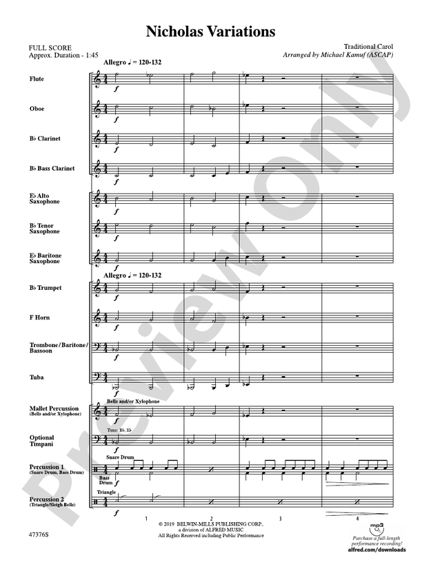 Nicholas Variations: Score: Concert Band Score - Digital Sheet Music ...