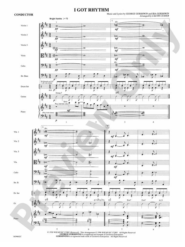 I Got Rhythm: Score: String Orchestra Score - Digital Sheet Music Download