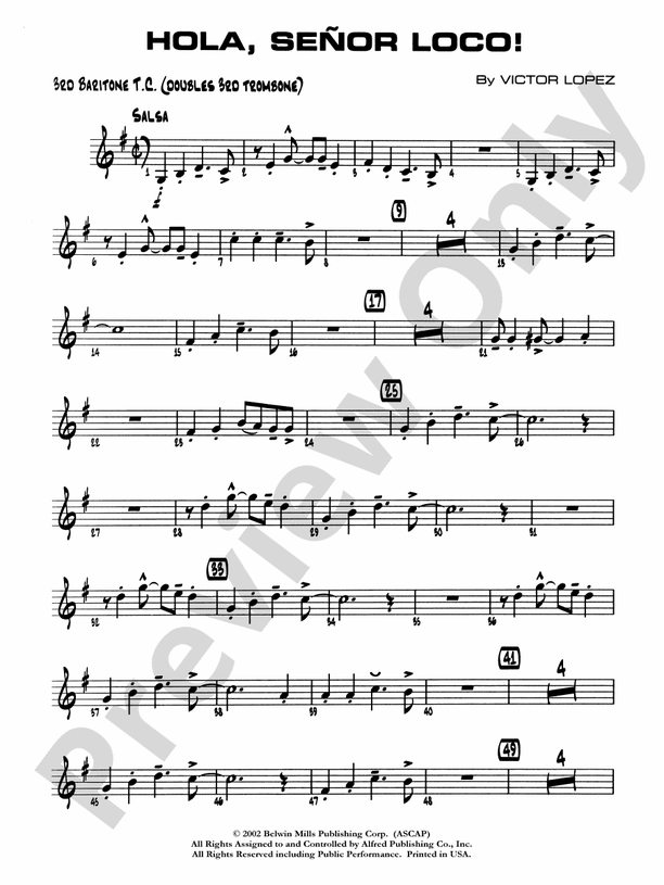 Hola, Señor Loco!: 3rd Baritone T.C.: 3rd Baritone T.C. Part - Digital ...