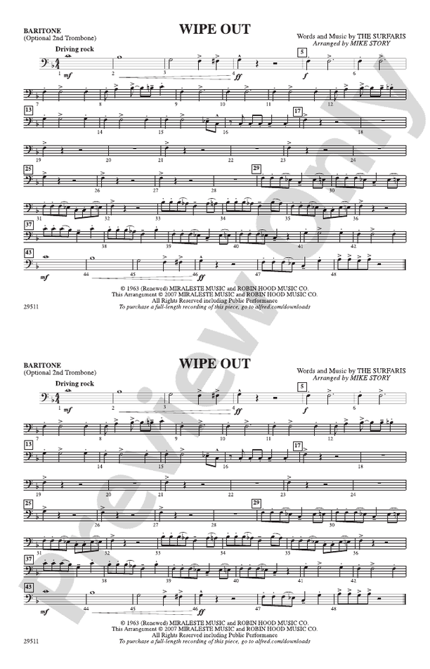 Wipe Out: Baritone B.C.: Baritone B.C. Part - Digital Sheet Music Download
