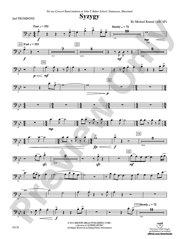 Syzygy: 2nd Trombone: 2nd Trombone Part - Digital Sheet Music Download