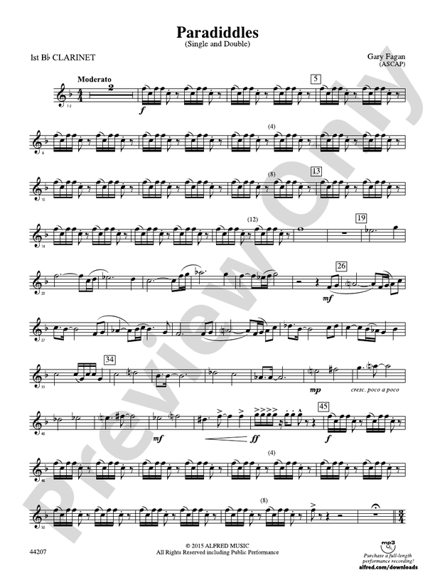 Paradiddles: 1st B-flat Clarinet: 1st B-flat Clarinet Part - Digital Sheet Music Download
