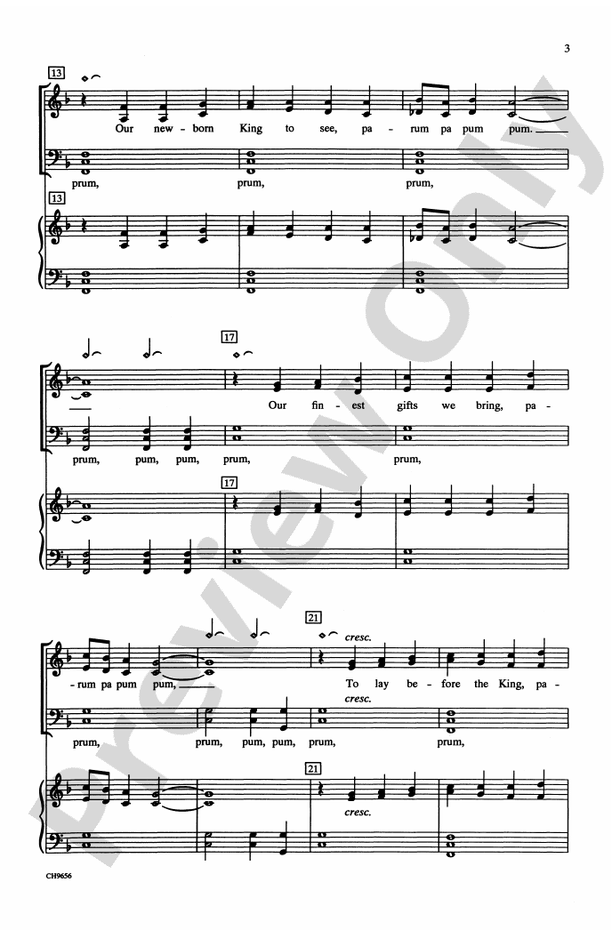 The Little Drummer Boy: SATB Choral Octavo - Digital Sheet Music Download