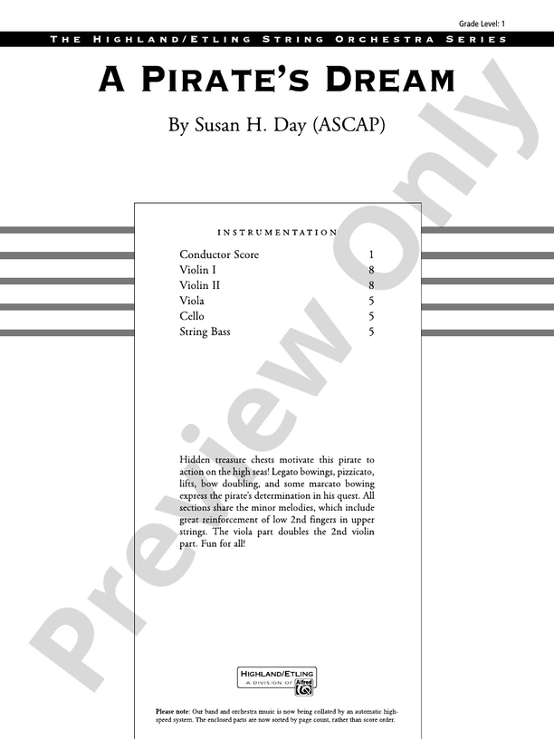 A Pirate's Dream: Score: String Orchestra Score - Digital Sheet Music ...