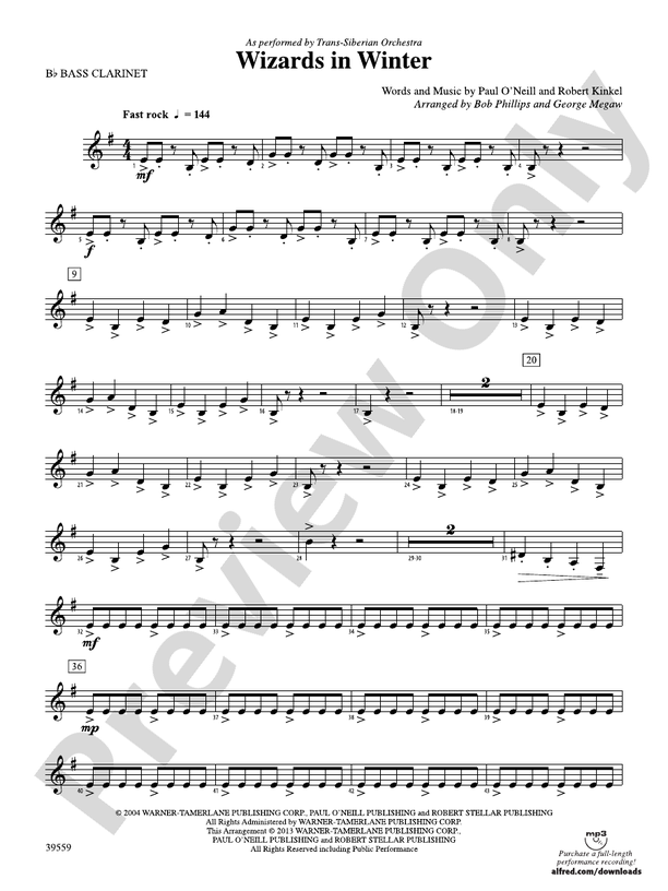 Wizards in Winter: B-flat Bass Clarinet: B-flat Bass Clarinet Part ...