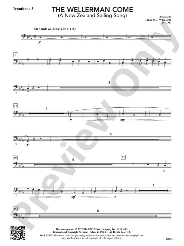 The Wellerman Come: Trombone 3: Trombone 3 Part: Travis J. Weller ...