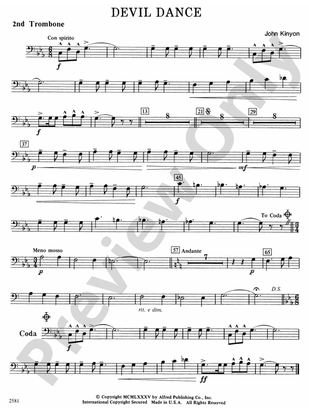 Devil Dance: 2nd Trombone: 2nd Trombone Part - Digital Sheet Music Download
