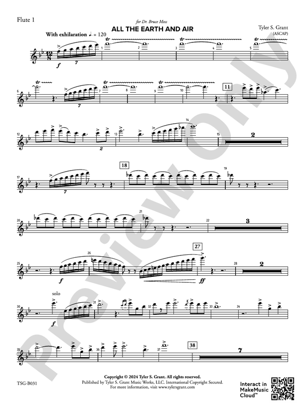 All the Earth and Air: 1st Flute: 1st Flute Part: Tyler S. Grant ...