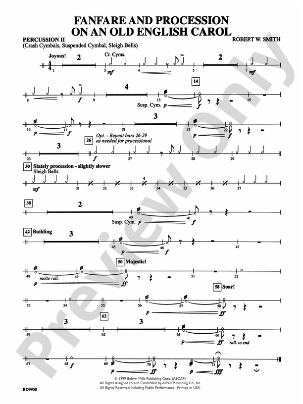 Fanfare and Processional on an Old English Carol: 2nd Percussion: 2nd Percussion Part - Digital ...