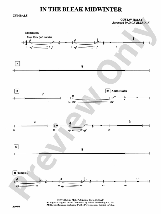 In the Bleak Midwinter: Cymbals: Cymbals Part - Digital Sheet Music ...