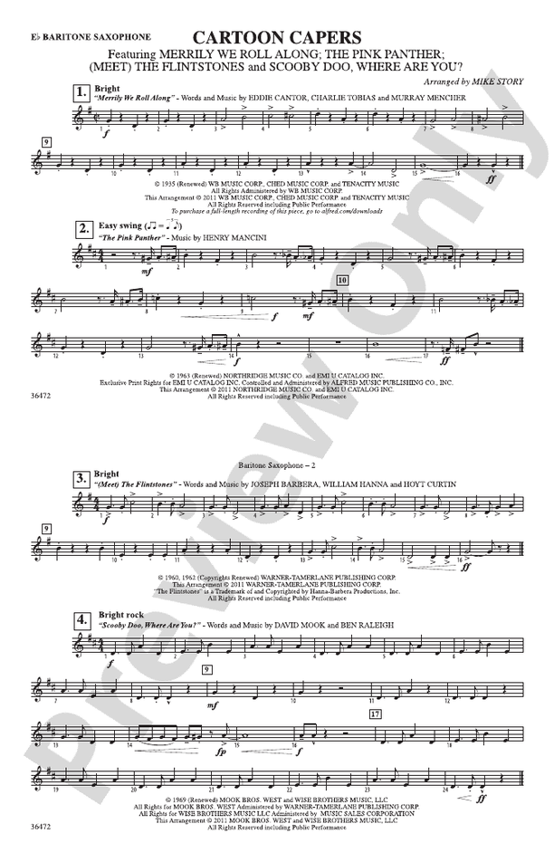 Cartoon Capers: E-flat Baritone Saxophone: E-flat Baritone Saxophone ...