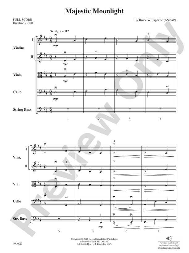 Majestic Moonlight: String Orchestra Conductor Score & Parts: Bruce Tippette - Digital Sheet ...