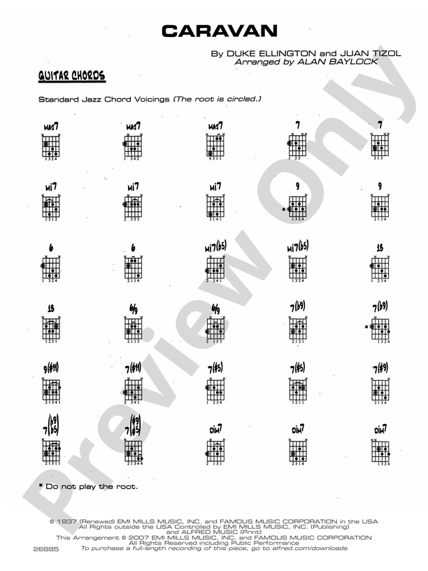 Caravan: Guitar Chords: Guitar Chords Part - Digital Sheet Music Download