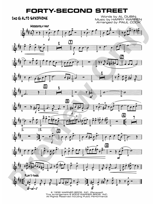 Forty-Second Street: 2nd E-flat Alto Saxophone: 2nd E-flat Alto Saxophone Part - Digital Sheet ...
