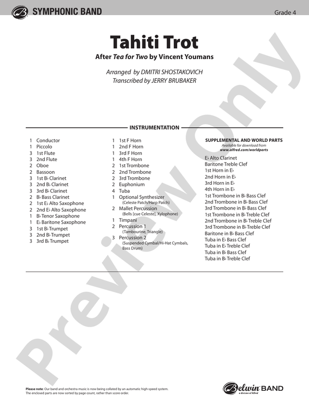 Tahiti Trot: Score: Concert Band Score - Digital Sheet Music Download