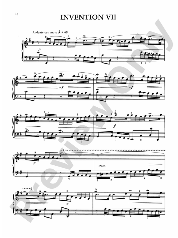 Bach: Two-Part Inventions (Ed. Hans Bischoff): Invention VII Part ...