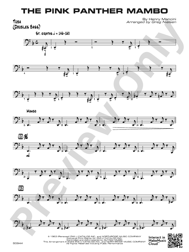 The Pink Panther Mambo: Tuba: Tuba Part - Digital Sheet Music Download
