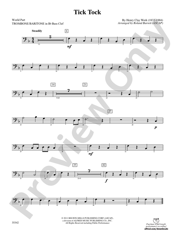 Tick Tock: (wp) 1st B-flat Trombone B.C.: (wp) 1st B-flat Trombone B.C ...