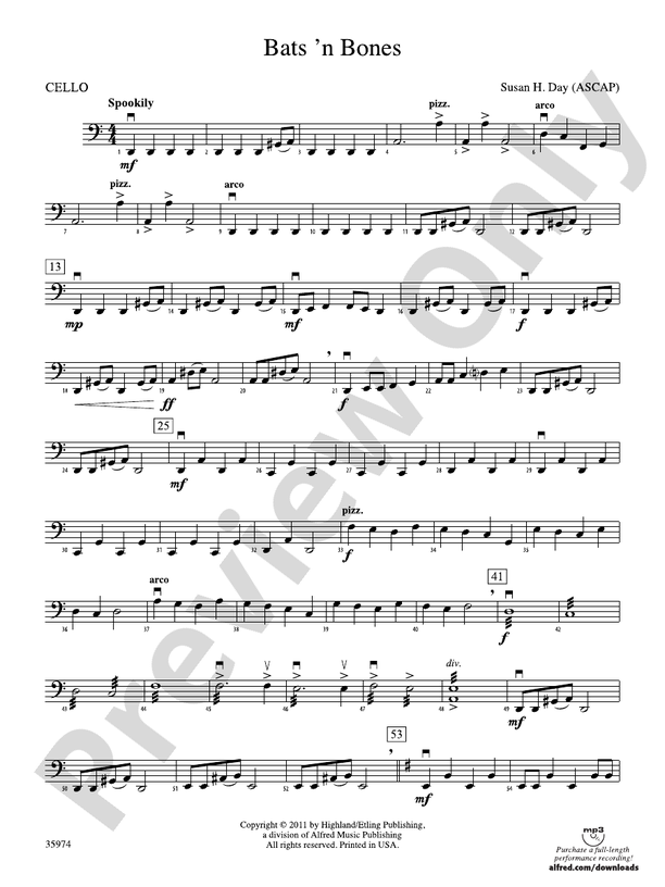 Bats 'n Bones: Cello: Cello Part - Digital Sheet Music Download
