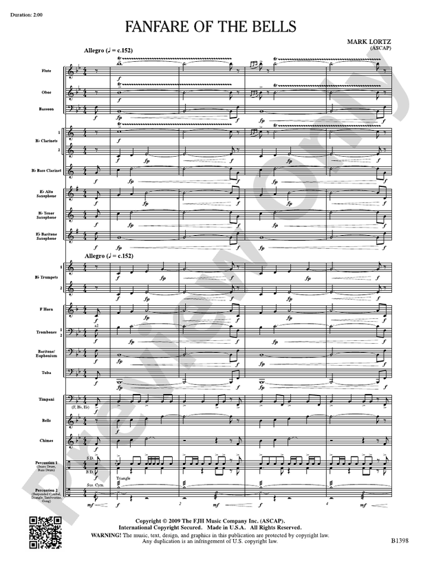 Fanfare of the Bells: Score: : Mark Lortz - Digital Sheet Music Download