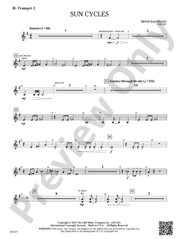 Sun Cycles: B-flat Trumpet 2: B-flat Trumpet 2 Part: Brian Balmages - Digital Sheet Music Download