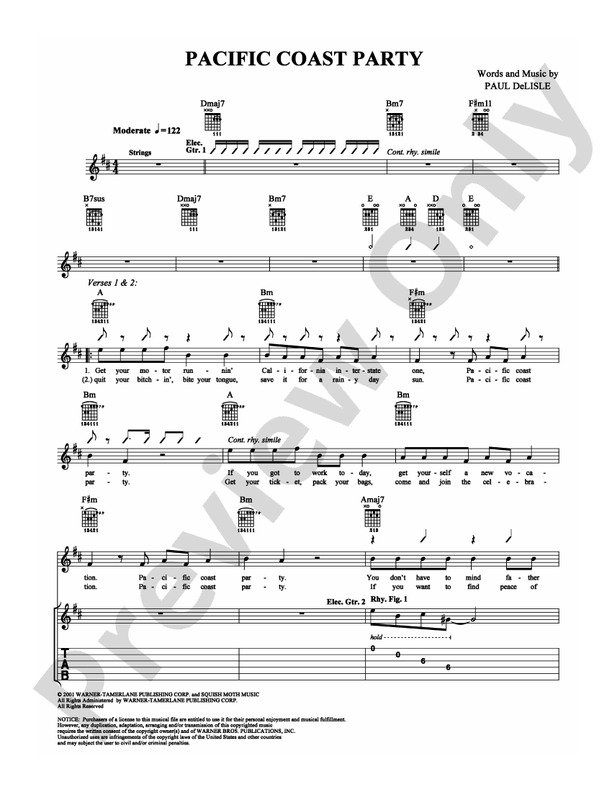 Pacific Coast Party: Guitar TAB: Smash Mouth - Digital Sheet Music Download