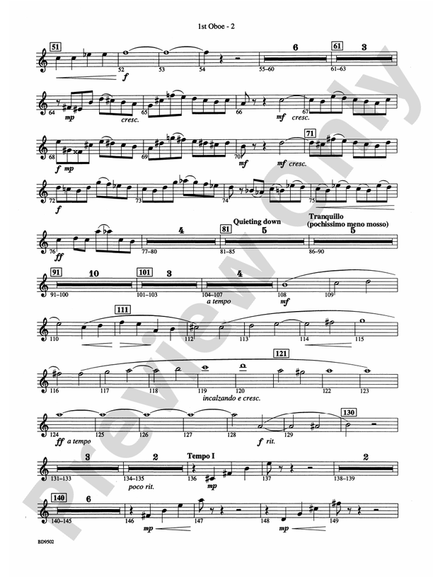 Symphony No. 3 for Band: Oboe: Oboe Part - Digital Sheet Music Download