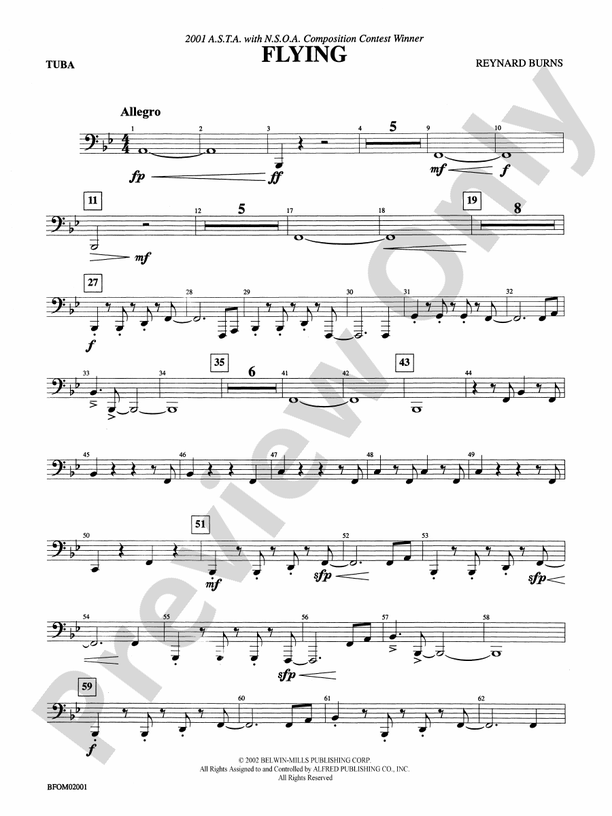 Flying: Tuba: Tuba Part - Digital Sheet Music Download