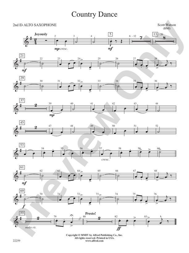 Country Dance: 2nd E-flat Alto Saxophone: 2nd E-flat Alto Saxophone ...
