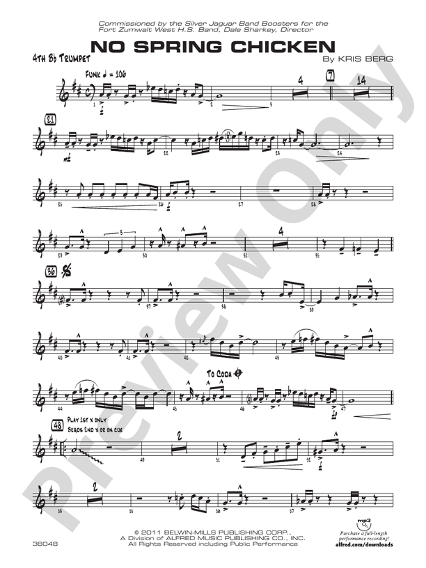 No Spring Chicken: 4th B-flat Trumpet: 4th B-flat Trumpet Part ...