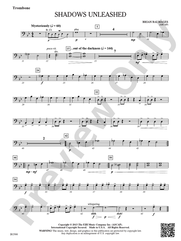Shadows Unleashed: Trombone: Trombone Part: Brian Balmages - Digital ...