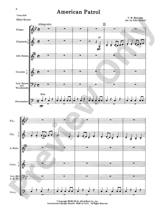 American Patrol: Concert Band Conductor Score & Parts: Frank W. Meacham ...