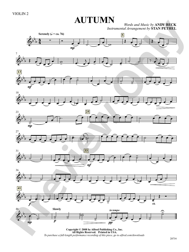 Autumn: 2nd Violin: 2nd Violin Part - Digital Sheet Music Download
