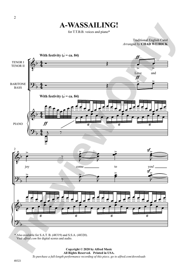 A-Wassailing!: TTBB Choral Octavo - Digital Sheet Music Download