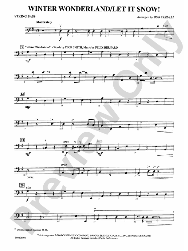 Winter Wonderland / Let It Snow!: String Bass: String Bass Part ...