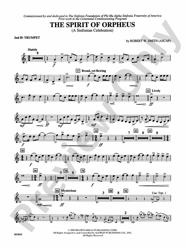 The Spirit of Orpheus (A Sinfonian Celebration): 2nd B-flat Trumpet: 2nd B-flat Trumpet Part ...