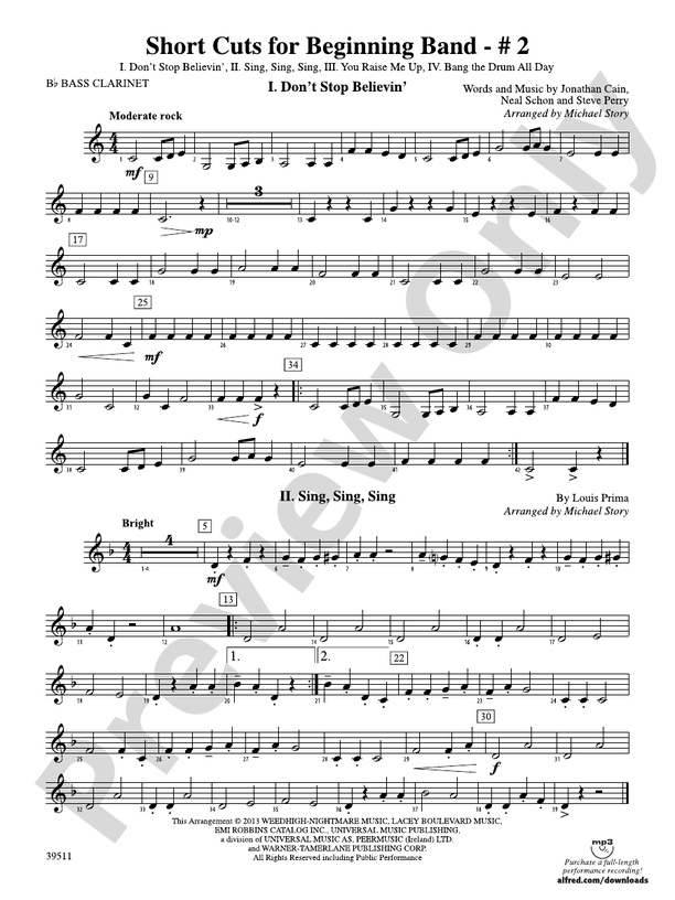 Short Cuts for Beginning Band -- #2: B-flat Bass Clarinet: B-flat Bass ...