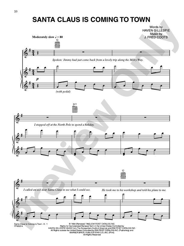 Santa Claus Is Comin' To Town (Vocal): Piano/Vocal/Chords: Phil Spector ...