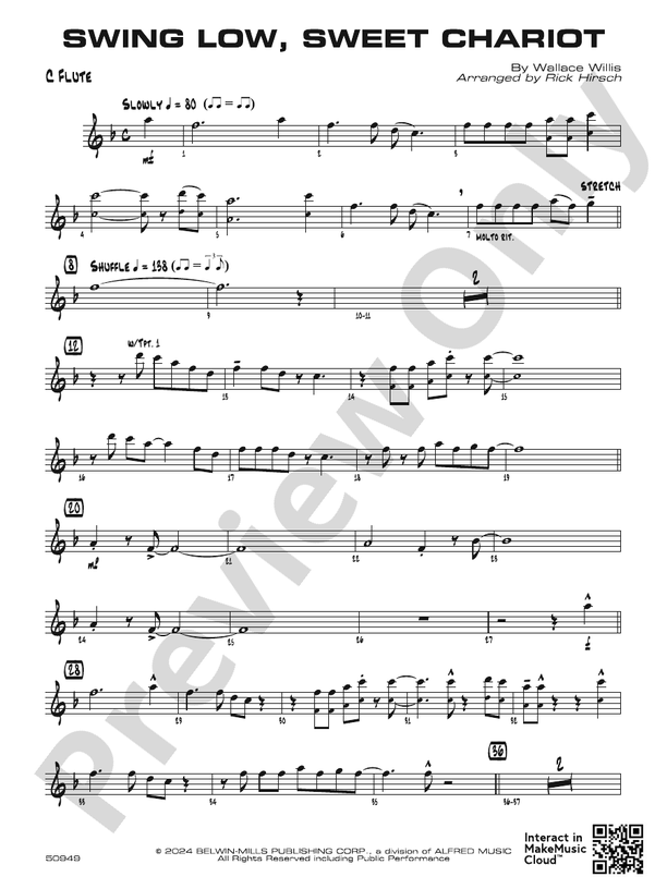 Swing Low, Sweet Chariot: Flute: Flute Part - Digital Sheet Music Download