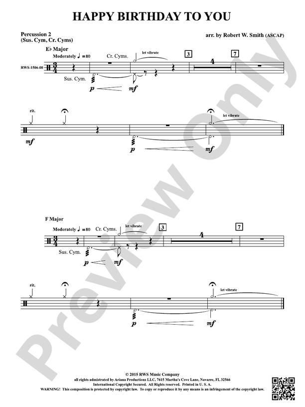 Happy Birthday to You: 2nd Percussion: 2nd Percussion Part - Digital ...