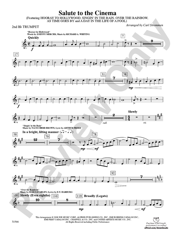 Salute to the Cinema: 2nd B-flat Trumpet: 2nd B-flat Trumpet Part - Digital Sheet Music Download