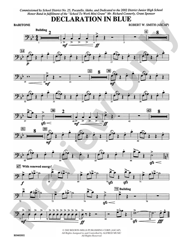 Declaration in Blue: Baritone B.C.: Baritone B.C. Part - Digital Sheet ...