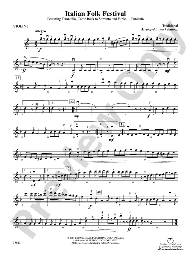 Italian Folk Festival: 1st Violin: 1st Violin Part - Digital Sheet ...