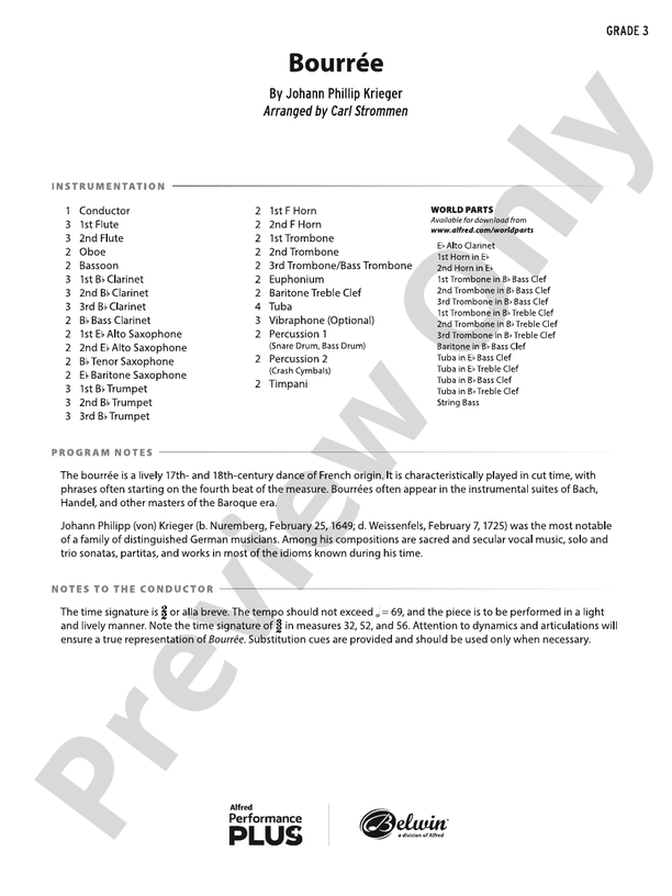 Bourrée: : Johann Phillip Krieger - Digital Sheet Music Download
