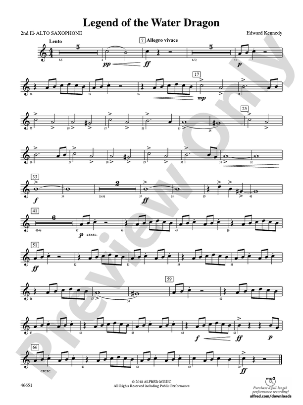Legend of the Water Dragon: 2nd E-flat Alto Saxophone: 2nd E-flat Alto ...