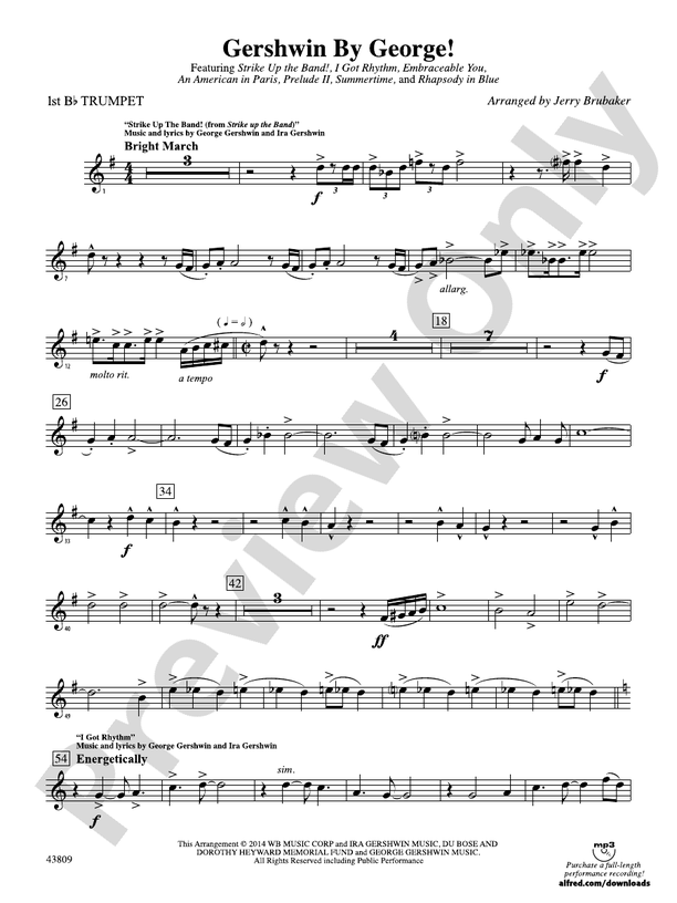 Gershwin by George!: 1st B-flat Trumpet: 1st B-flat Trumpet Part ...